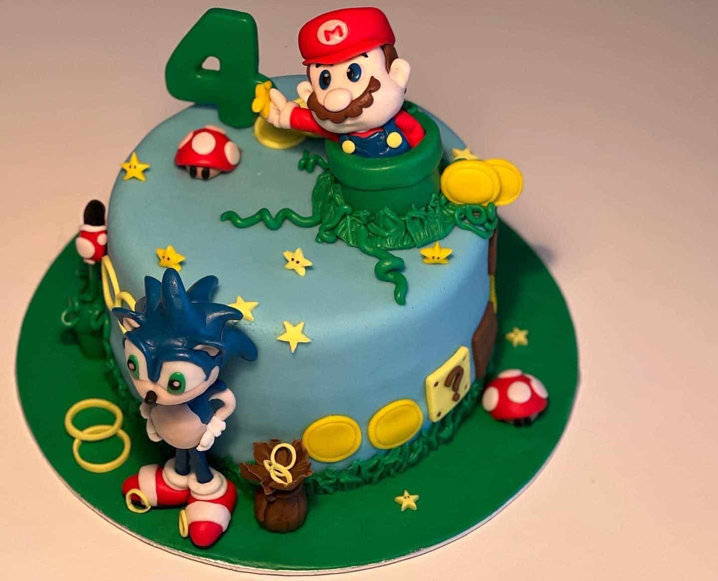 “Super Sonic och Mario” - Tartdekorationer.com